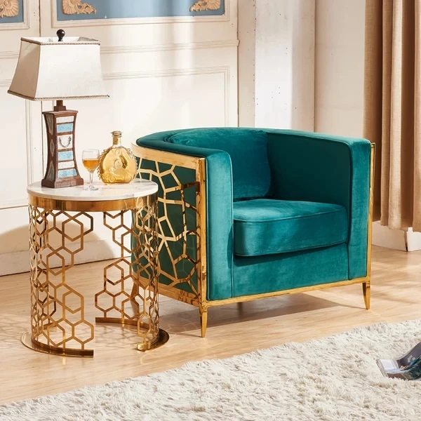 Modern Luxury Gold Honeycomb Design Sofa Set for Living Room