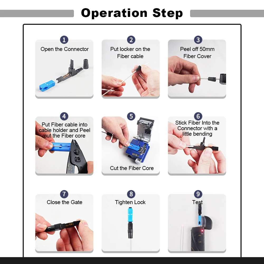 A4 Ftth Fibra Optica Monomodo Rapido Conector Sc Apc Sm Mm Fiber Optic ...