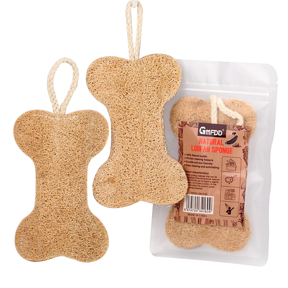 Cartoon bone shape Luffa Lotus Bathing Wipe Loofah Cleaning Brush for ...