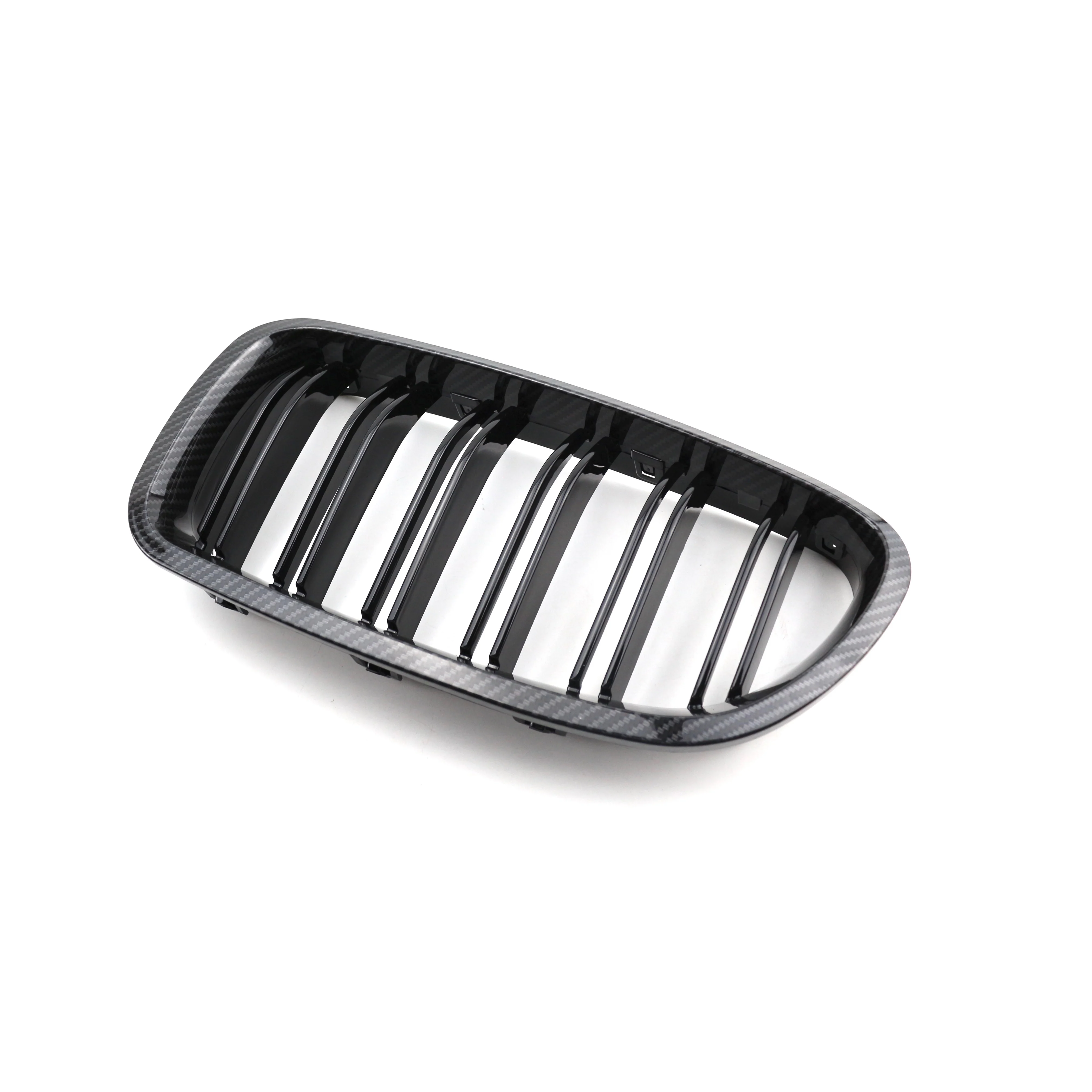 Carbon Fiber Double Slat Front Bumper Kidney Grille Mesh Grill For Bmw ...