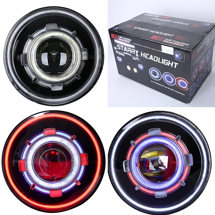 Loyo Oem 7 Inch Round Angel Eyes With High Low Beam Demons Eyes Rgb Led ...