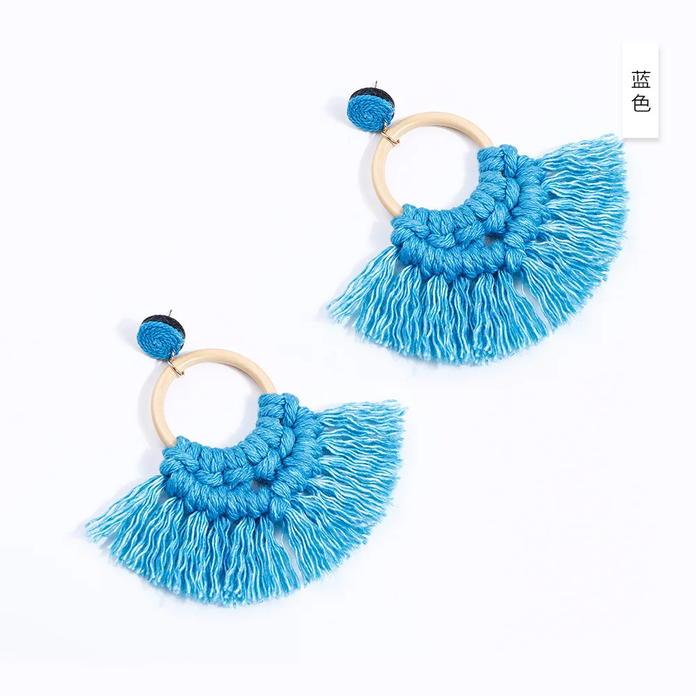 Jewelry Wedding Party Gifts Trendy Fringed Tassel Earrings Wholesale Bohemian Fashion Handmade Macrame Earrings For Women