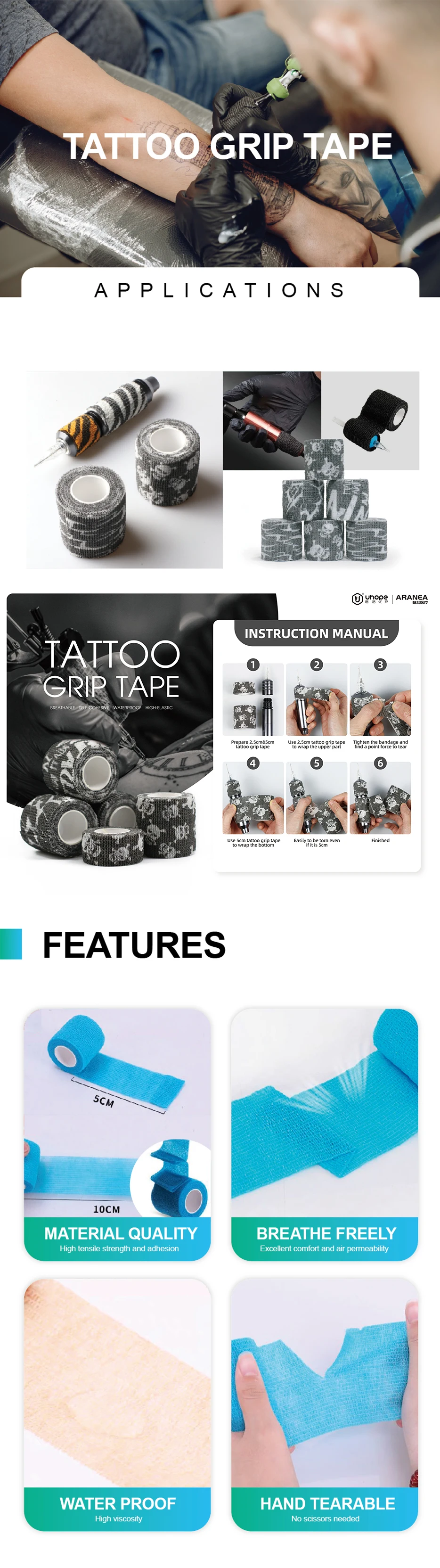 Wholesale Disposable Tattoo Grip Cover Elastic Self-adhesive Bandage ...