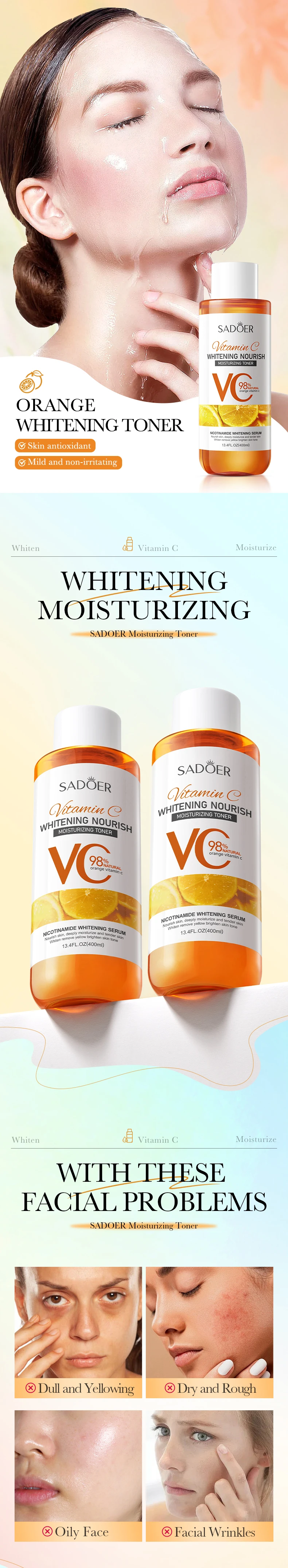 SADOER Cosmetics - 98% VC Vitamin C Facial Toner for Women