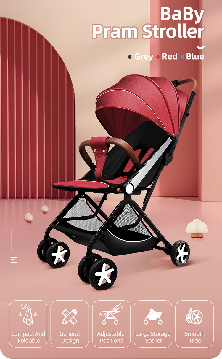 Cheap One-click Folding Baby Stroller Soft And Comfortable Fabric ...