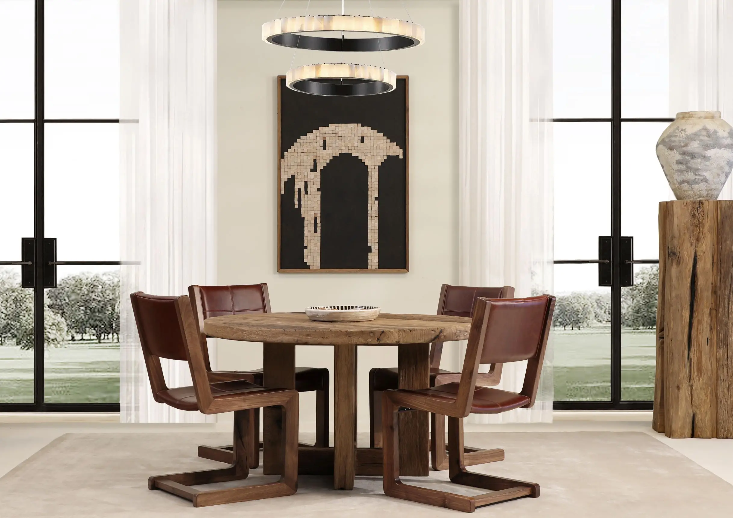 Wabi Sabi Style Recycled Oak Dining Room Round Table Sturdy Dining ...