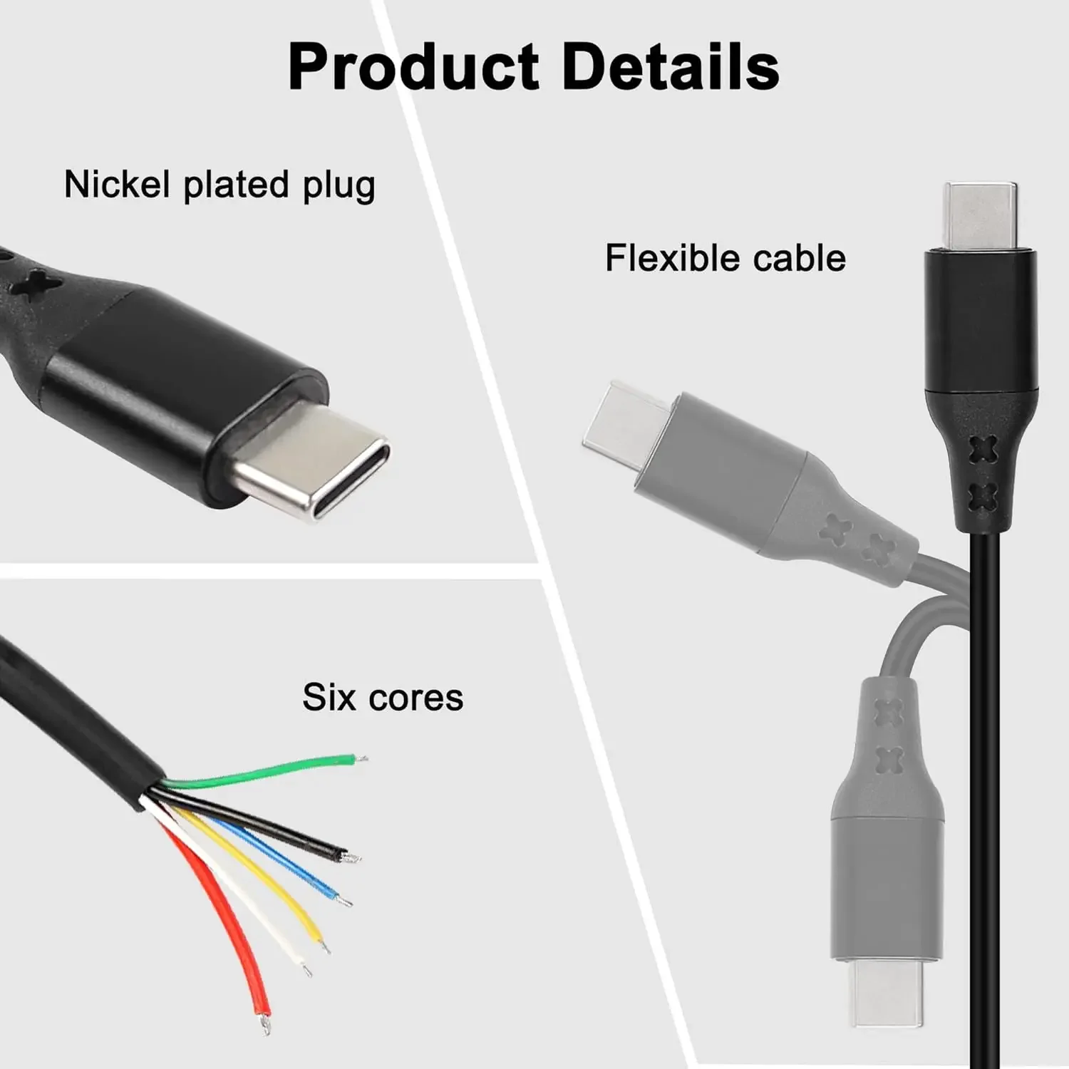 USB Type C PD Pigtail Cable - Fast Charging & Data Transmission
