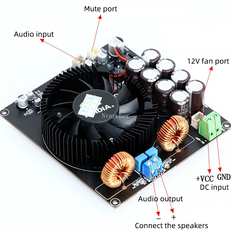 TPA3255 Class D Digital Mono Amplifier Board 600W - Nvarcher