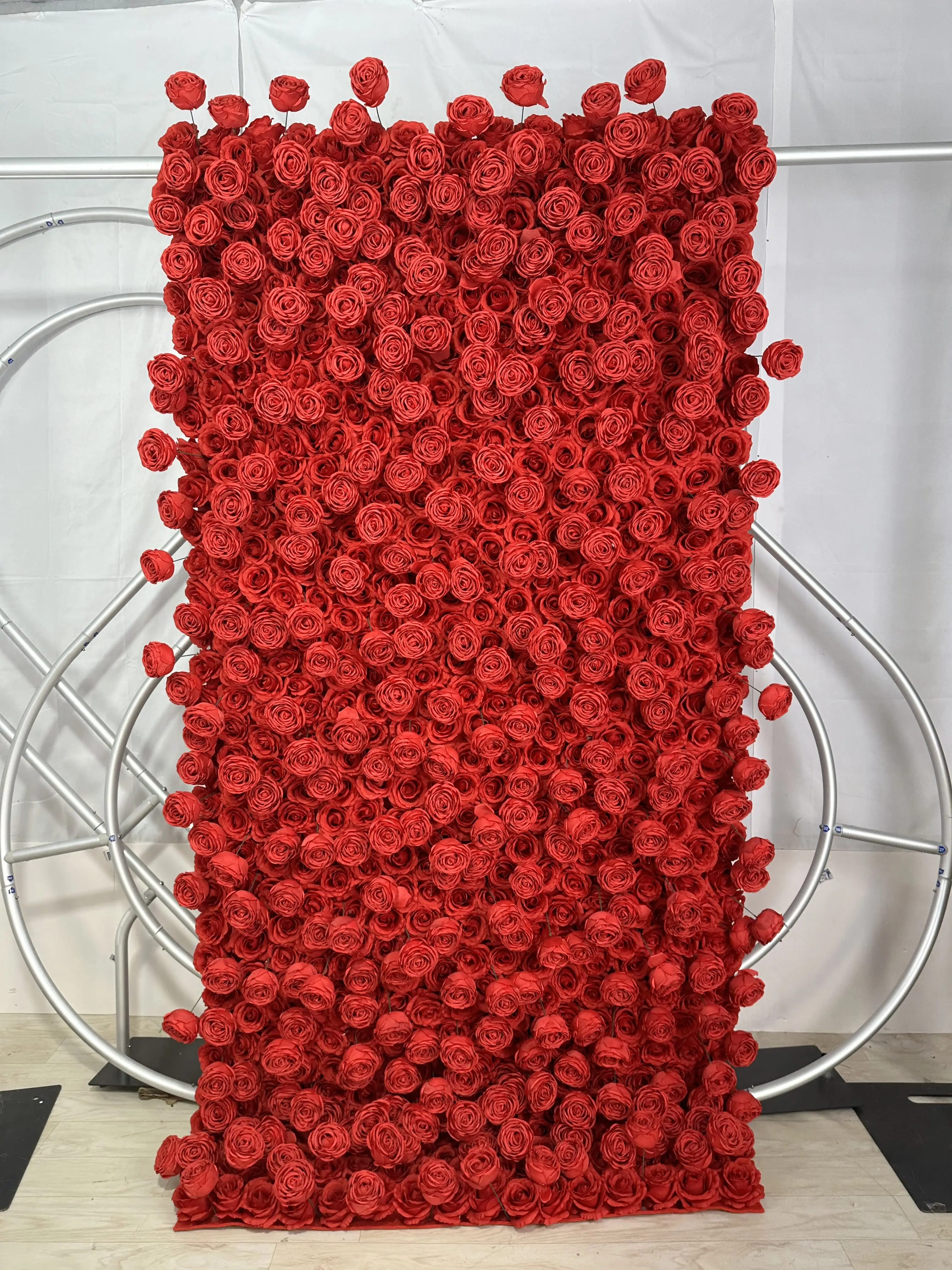 A-fw015 Wholesale Artificial Roll Up Flower Wall Backdrop Red Fabric ...