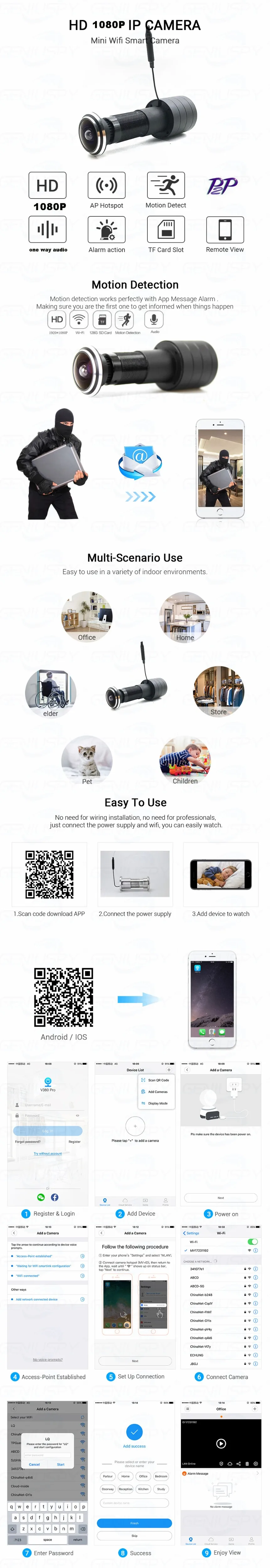 DIY IP Camera Module Mini Wifi Module Small V380 V380pro 3MP Wireless ...