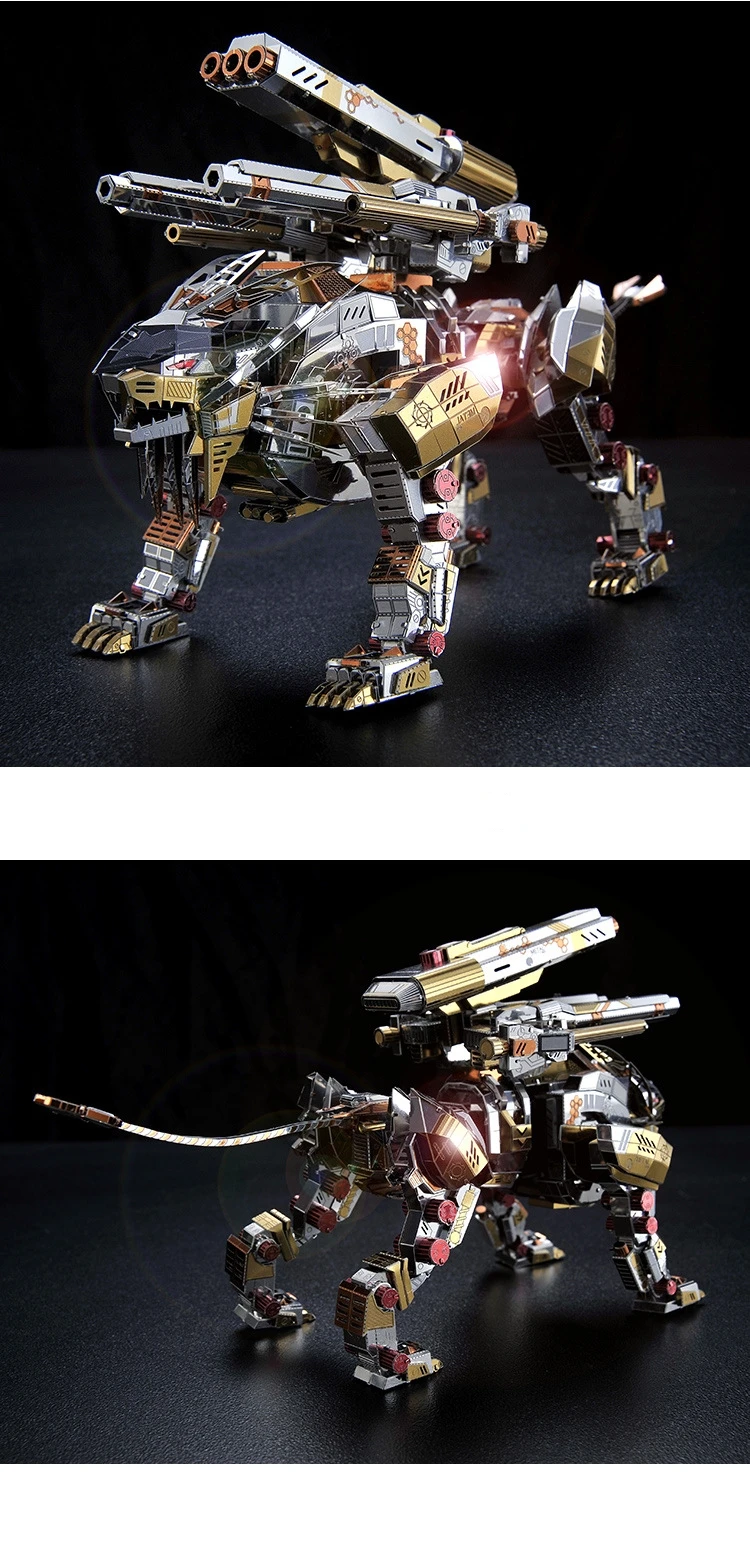 Mechanical Roaring Lion Metal Assemble Model Kit Diy 3d Laser Cut Toy ...