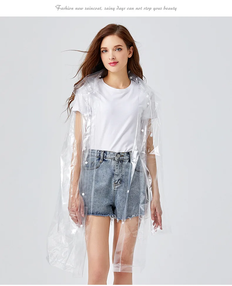 Impermeable Transparent Plastic EVA PVC Girls Custom Raincoat With ...