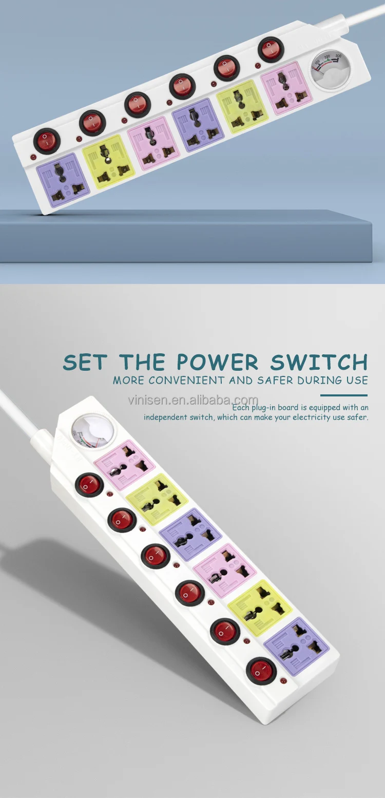 6 Way African Voltmeter Electrical Separate Control Power Socket Supply ...