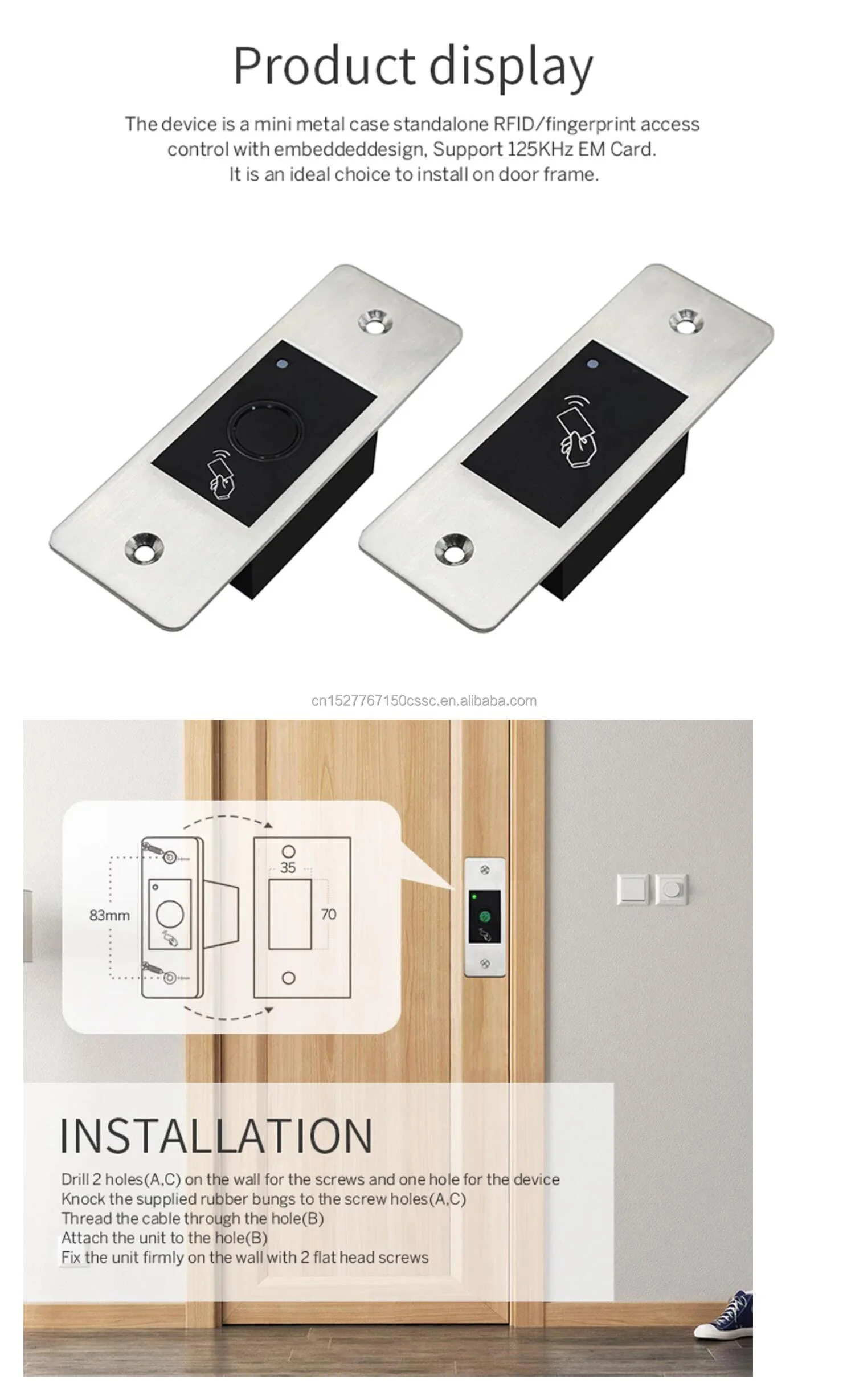 Lp66 Waterproof Metal Embedded Access Control Machine Rfid 125khz ...