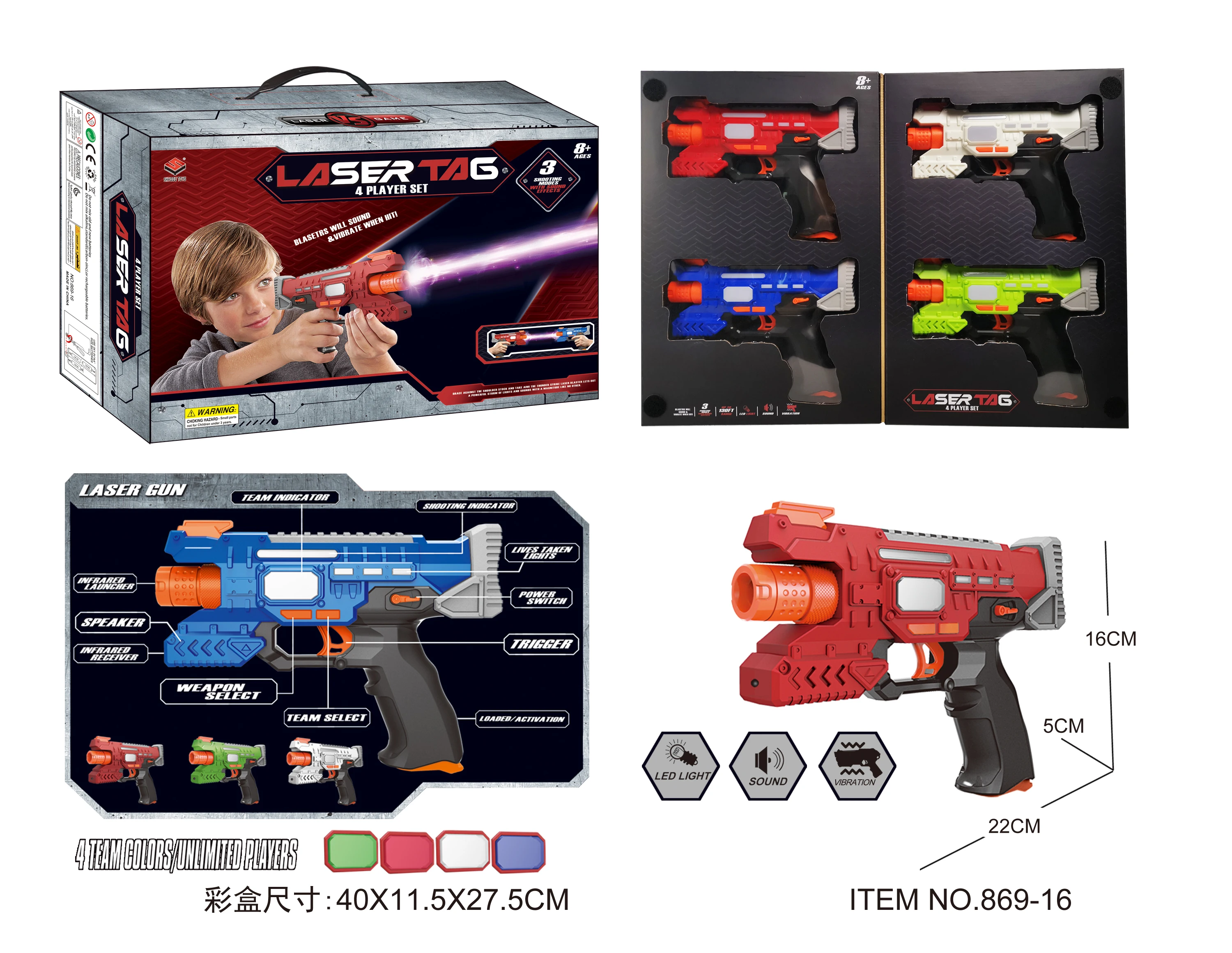Battery Operated Shooting Infrared Ray Gun Laser Game Gun with Vest ...