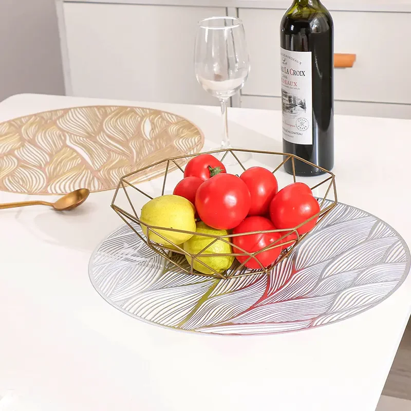 Modern Design Tabletex Metallic Gold Charger Plates Mats Vinyl Pressed ...