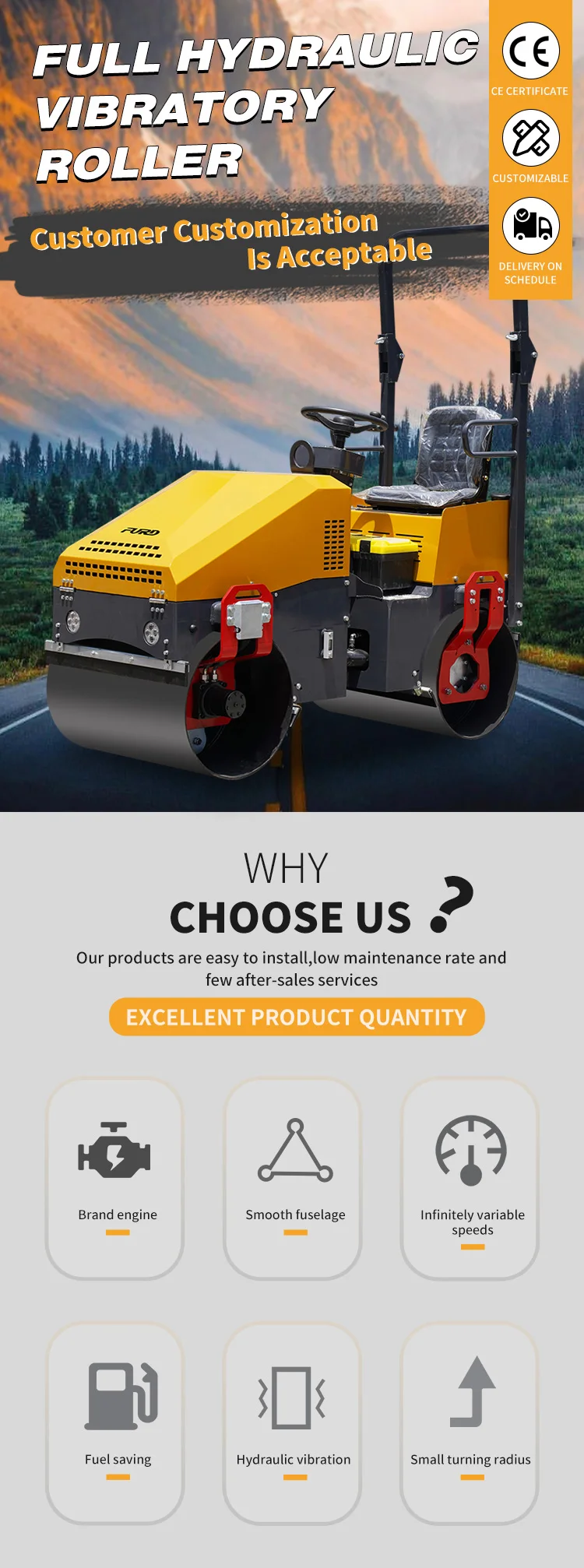 Vibratory Road Roller Compactor Tandem Vibratory Roller Machine Fyl-890 ...