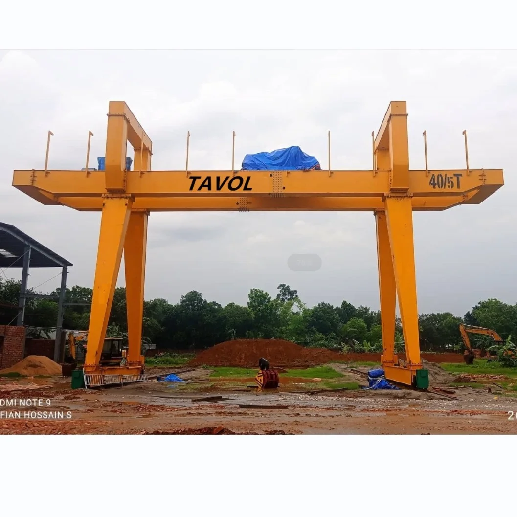 50 Ton Double Girder Rail Mounted Gantry Crane With Trolley For Lifting ...