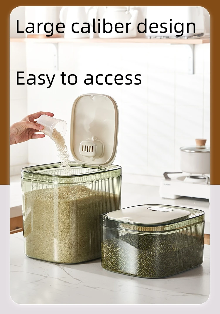 Rice Bucket Household Sealed Transparent Plastic Storage Box With Lid ...