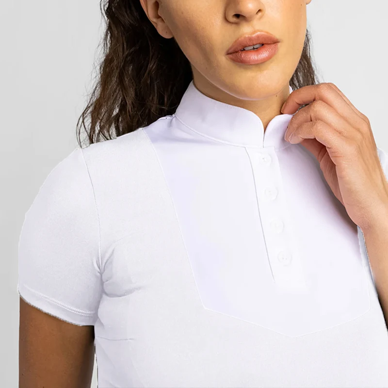 Wholesale Direct Sale Burgundy Mesh Women Equestrian Shirts Long Sleeve ...