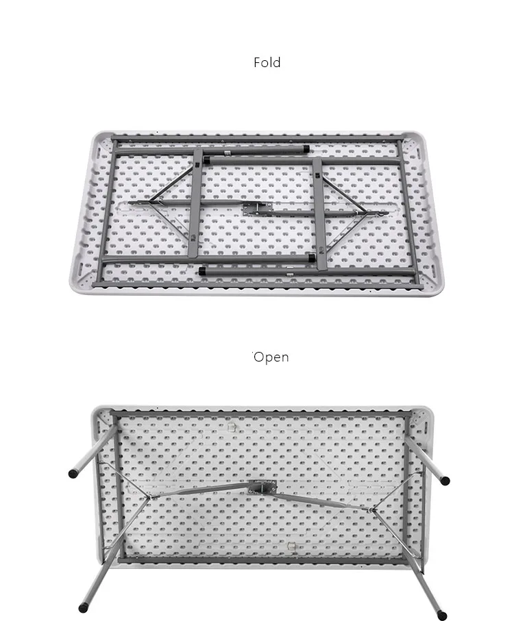 Portable Outdoor Furniture 6ft White Rectangular Plastic Foldable ...