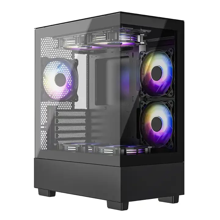 XYZCASE Full Tower Desktop PC CASE Lcd Side Glass BLACK Pc Casing Cpu ...
