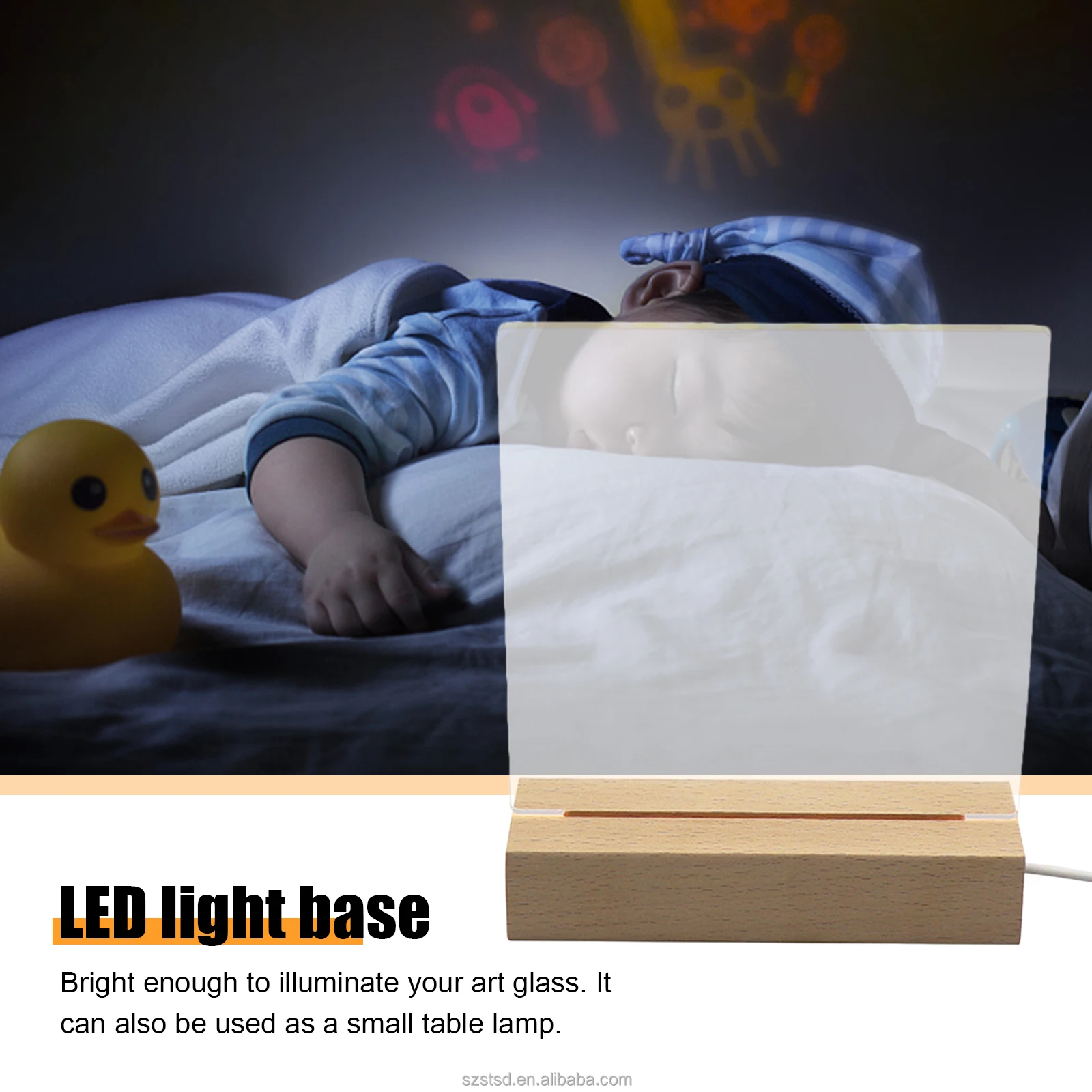 DIY Acrylic 3D LED Night Light with Wood Base - Custom Decorative Table ...