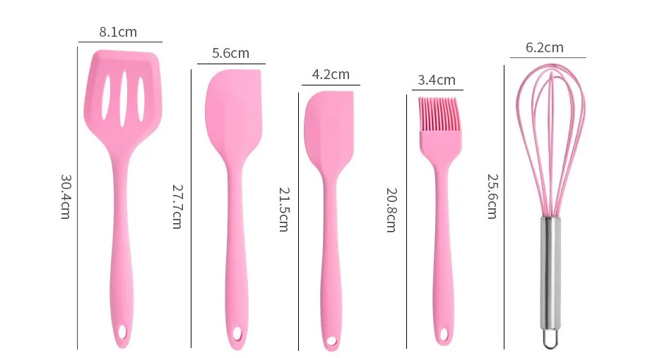 5pcs Set of Non-Stick Silicone Kitchen Utensils Baking and Cooking ...