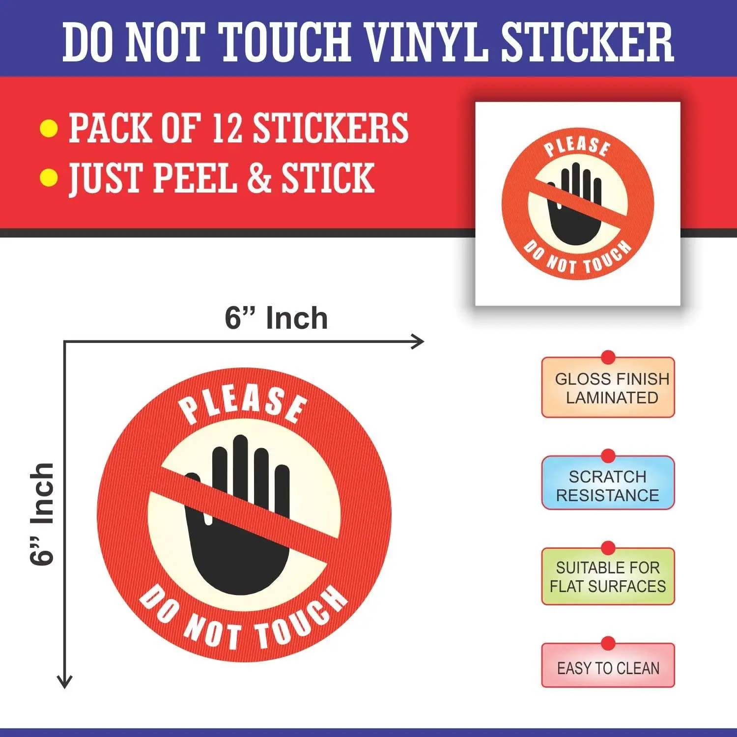 Custom Caution Do Not Touch Sticker Automatic Door Window Sign Stickers ...