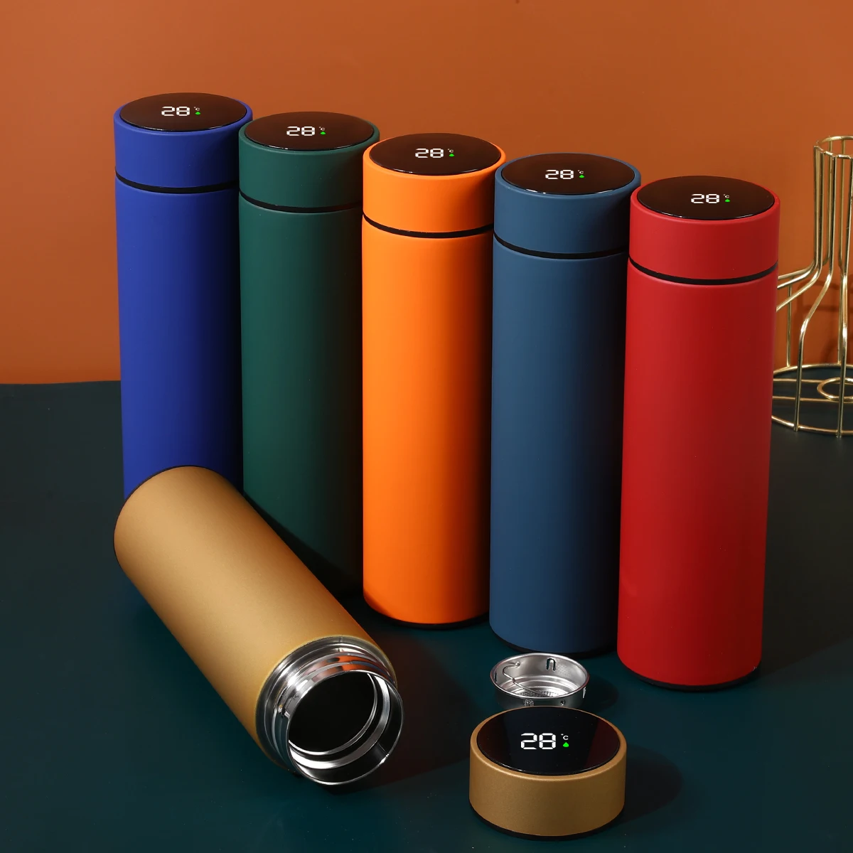 500ML Rubber Paint Soft Touch Stainless Steel Thermos Water Bottle with ...