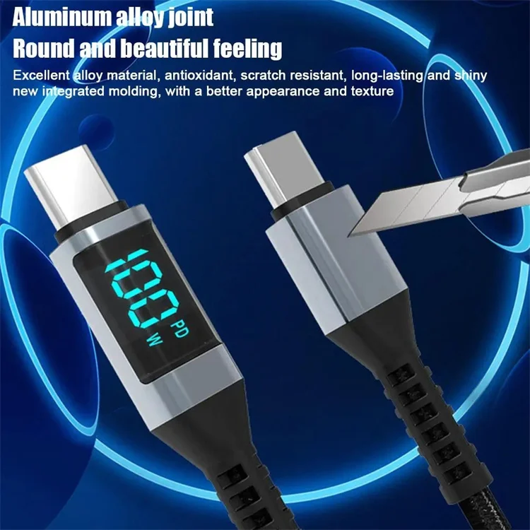 SIDAWOO LED Display 100W USB Type C to USB C Cable for Fast Charging