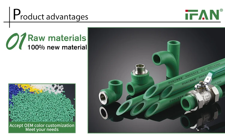 Ifan Ppr Green Socket Size 20-110mm Ppr Pipe Fittings Pn25 For Hot&cold Water Supply - Buy Ppr ...