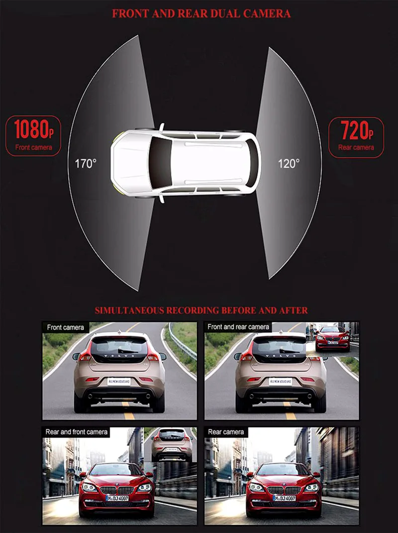 4 Inch Ips Touch Screen Car Camera Hd 1080p Dual Lens Universal Car Dvr ...