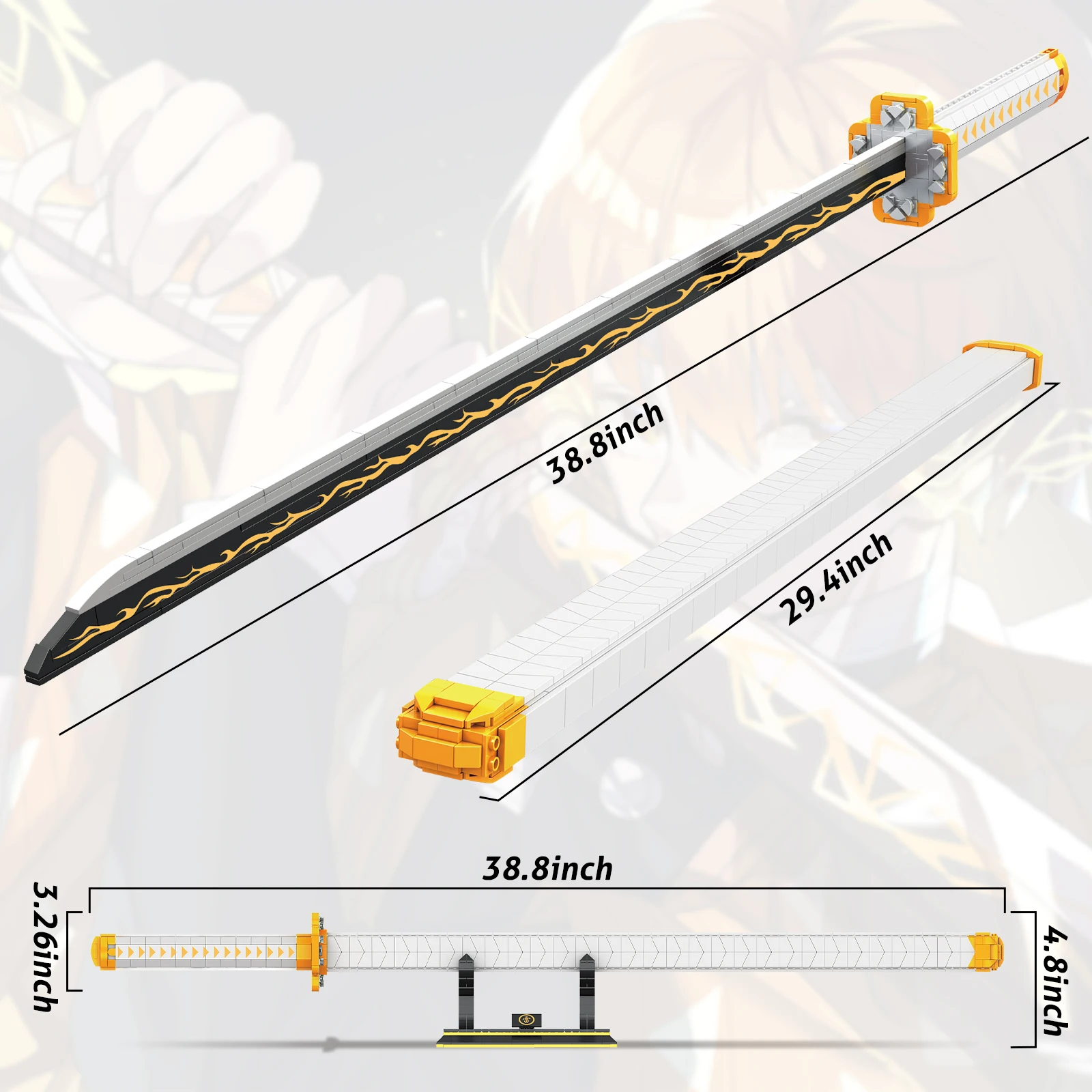 Anime Cosplay Demon Sword Building Blocks with Scabbard and Stand ...