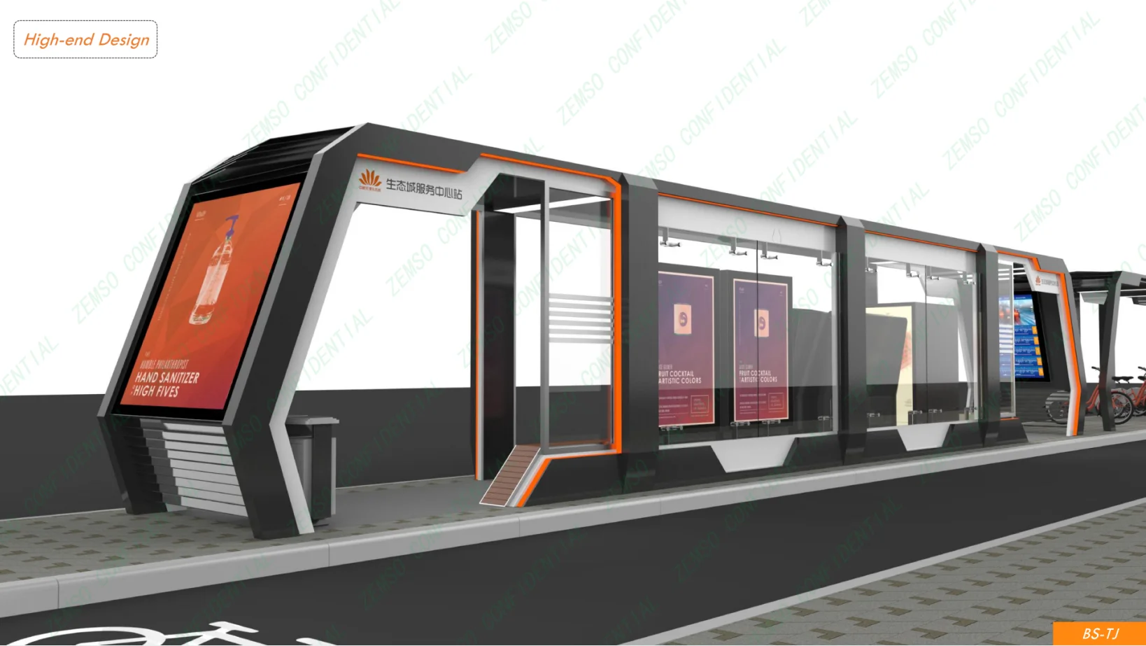 Outdoor Bus Shelter Intelligent Galvanized Plate Bus Stop Sign Modern ...