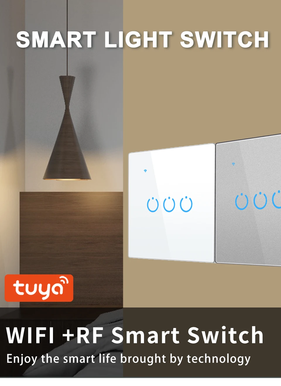 3 Gang Good Quality Andeli Smart Light Switch Remote Control Switches ...