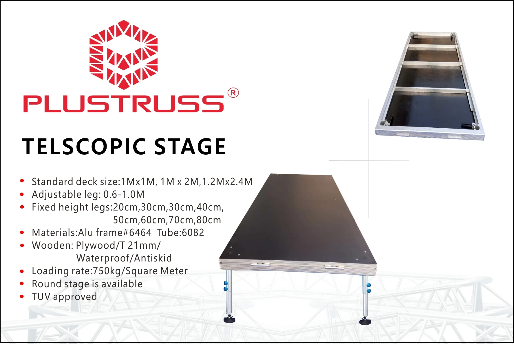 Aluminum Stage Mobile Show Stage Portable Truss Display