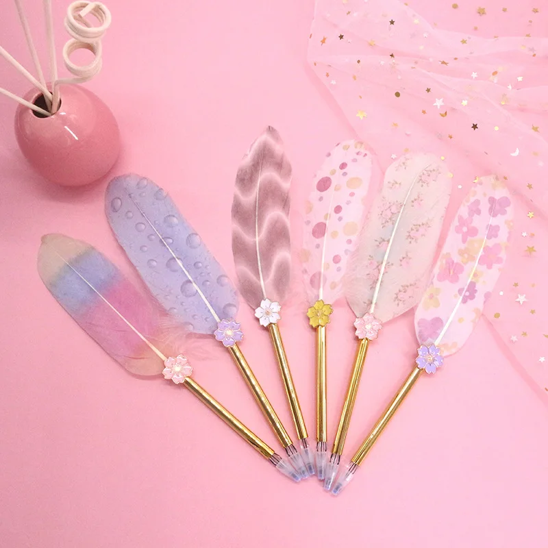 New Natural Goose Feather Gift Pen Diamond Neutral Pen Simple And Cute ...