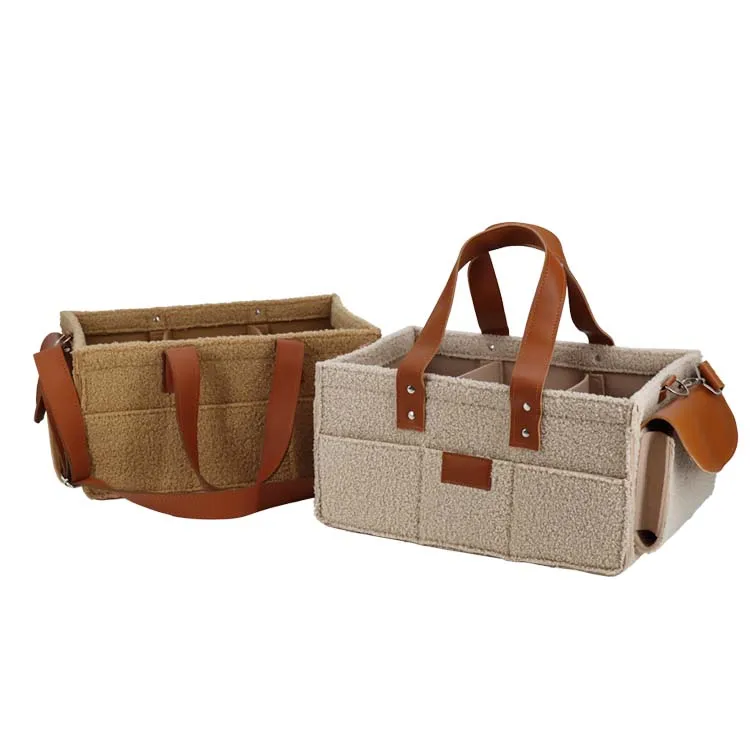 Portable Soft Teddy Diaper Caddy Versatile Nursery Basket for Diapers ...