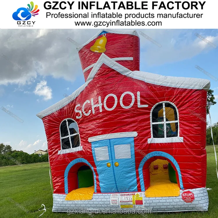 Large Inflatable Bouncy Castles School Bus Bounce House Obstacle Course ...