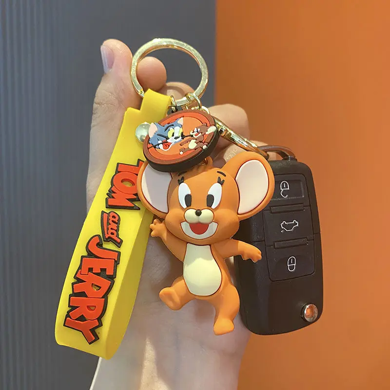 Cartoon Animated 3d Pvc Keychain Rubber Cat And Mouse Key Ring Cute ...