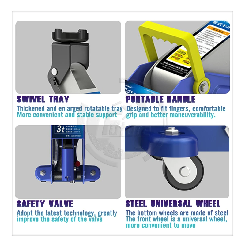 3T Hydraulic Floor Jack Horizontal Portable Automotive Jack 495mm ...
