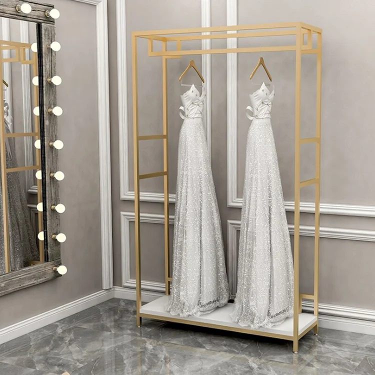 Custom Gold Wedding Dress Display Stand - Heavy Duty Metal Hanger Rack ...