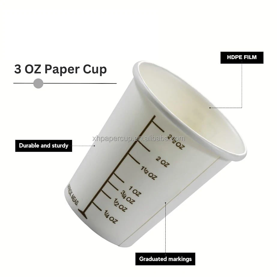 3 oz Disposable PE Coated Paper Cups Clear Graduated Measurements for ...