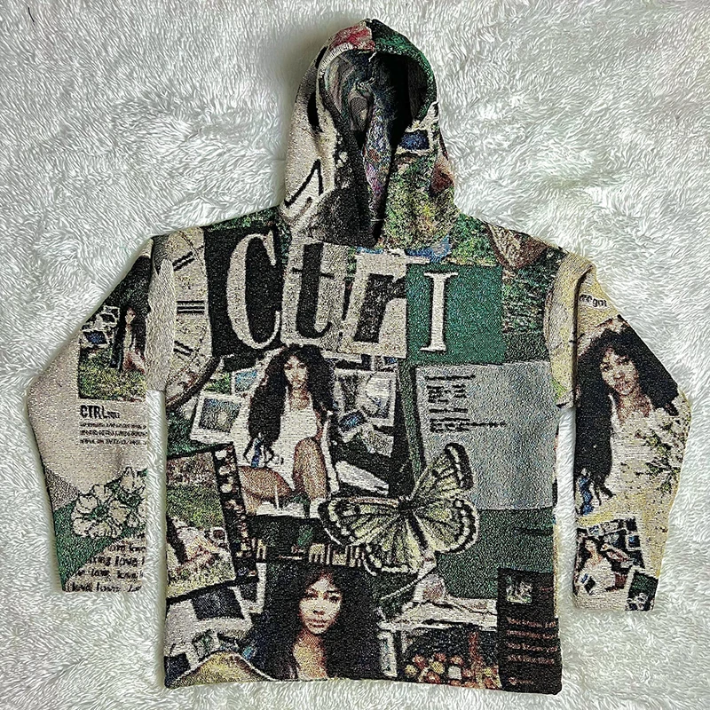 YSJY Custom Manufacturer Tapestry Clothing Woven Hoodie