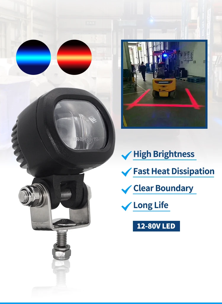 Forklift Word Warning Light Red Straight Line Safety Area Light Blue ...