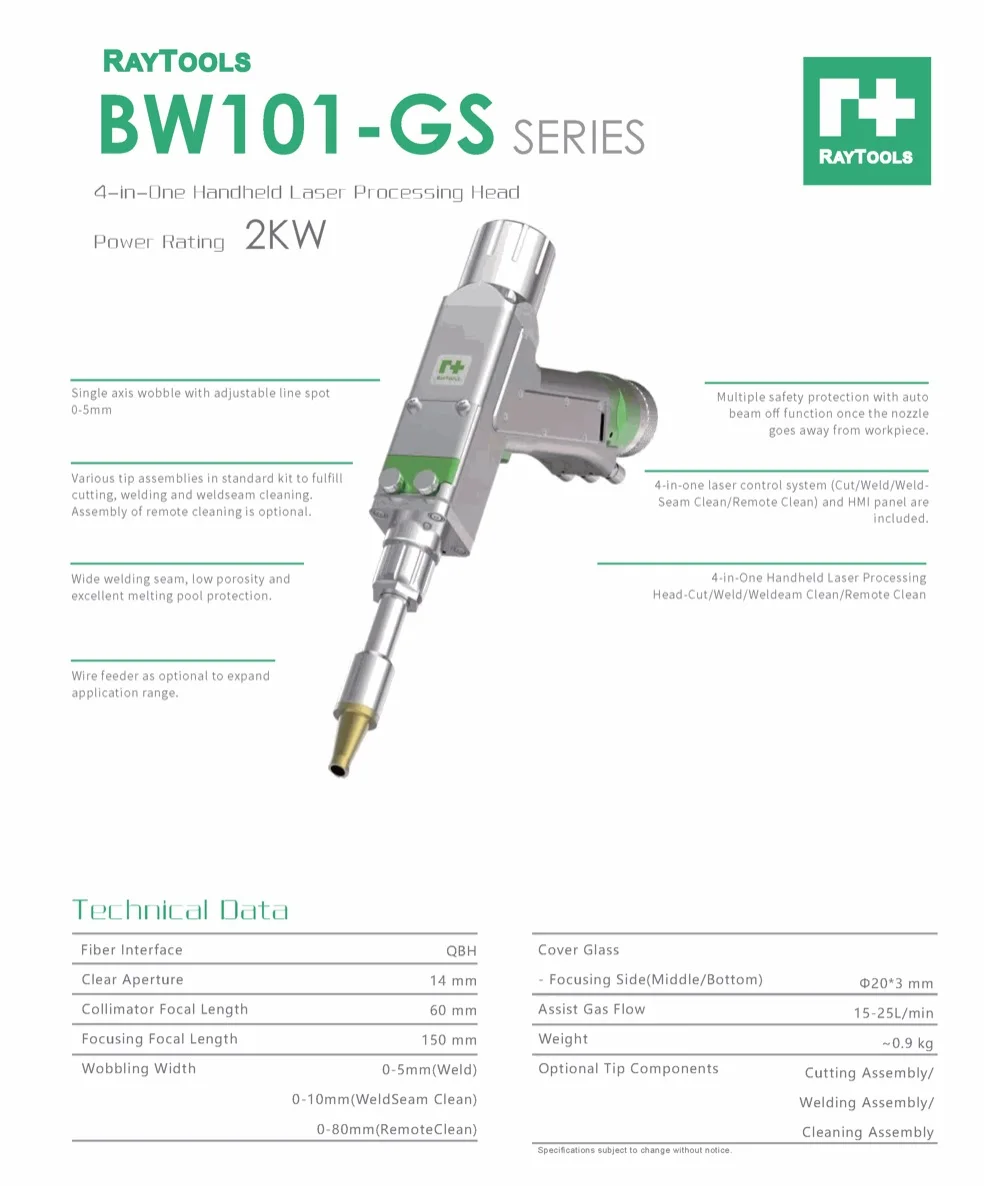 Raytools BW101-GS 3 in 1 Laser Head for Metal Welding, Cleaning ...