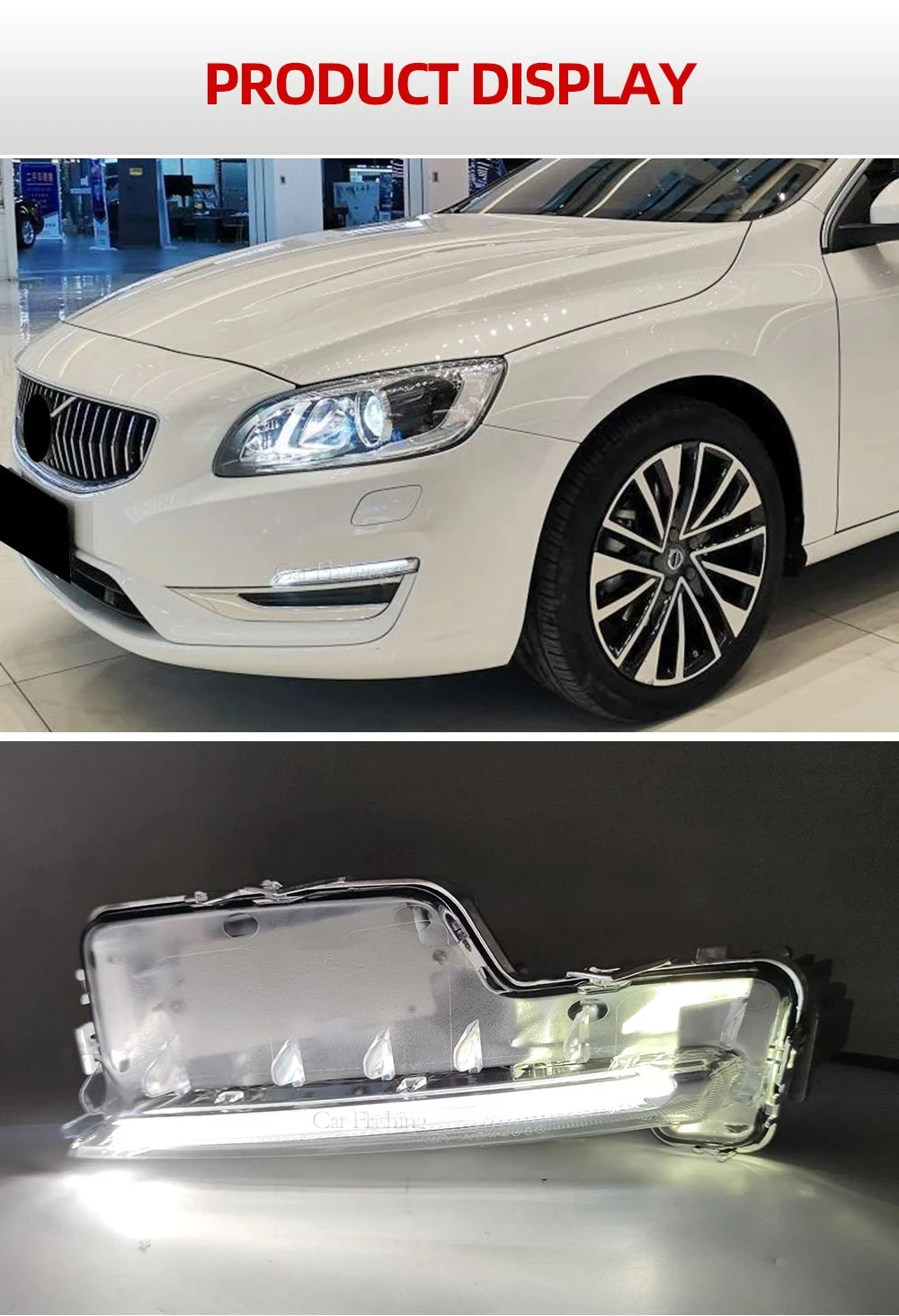 Car Front Bumper Led Drl Fog Accessories Daytime Running Light For Volvo S60 2014 2015 2016 2017 ...