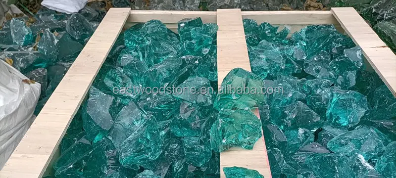 Crushed transparent purple colored slag glass rocks for gabion ...