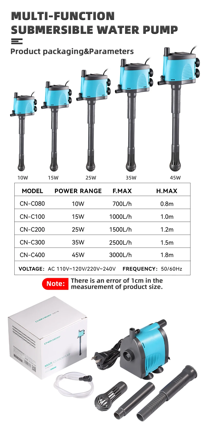 Aquarium 3 in 1 Multi-functional Submersible Pump Internal Water Pump ...